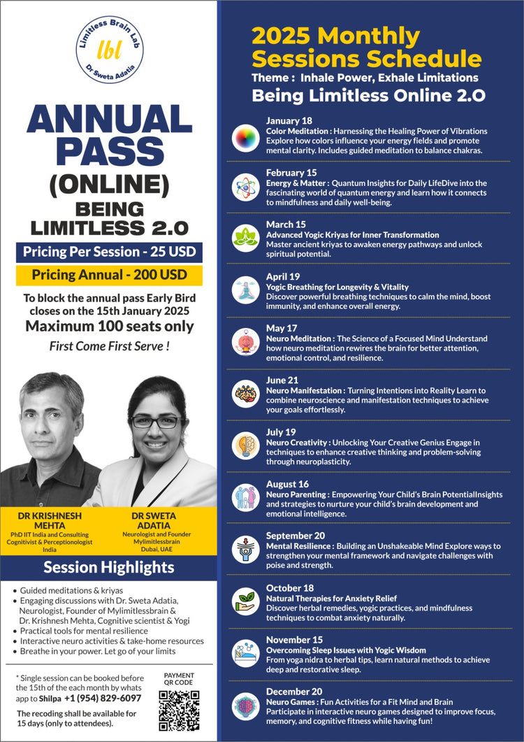 Monthly Live Event With Dr Sweta Adatia at The Limitless Brain Lab – Limitless Brain Lab